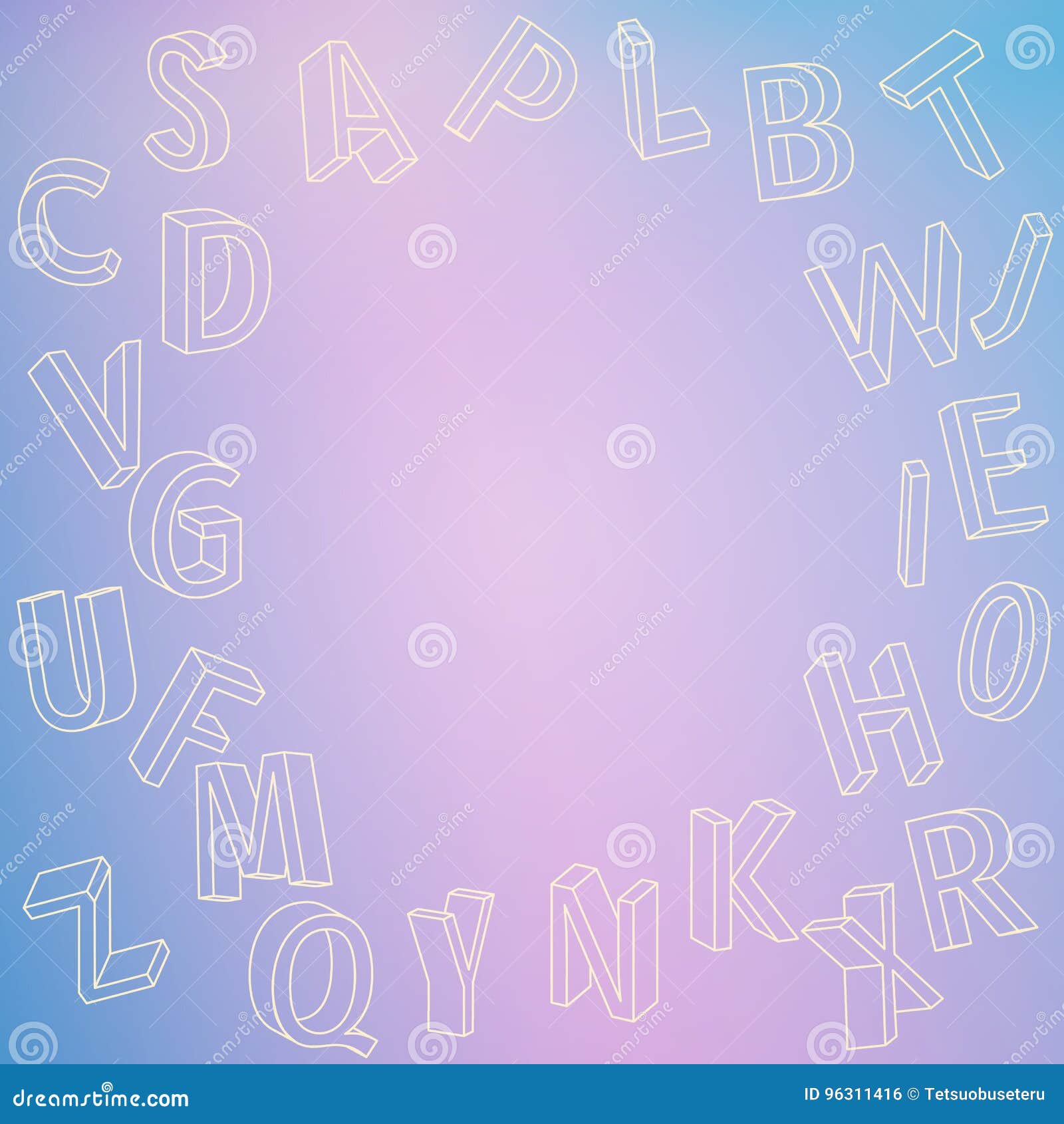 Abstract Background with 3d Letters. Round Frame Consisting of Three ...