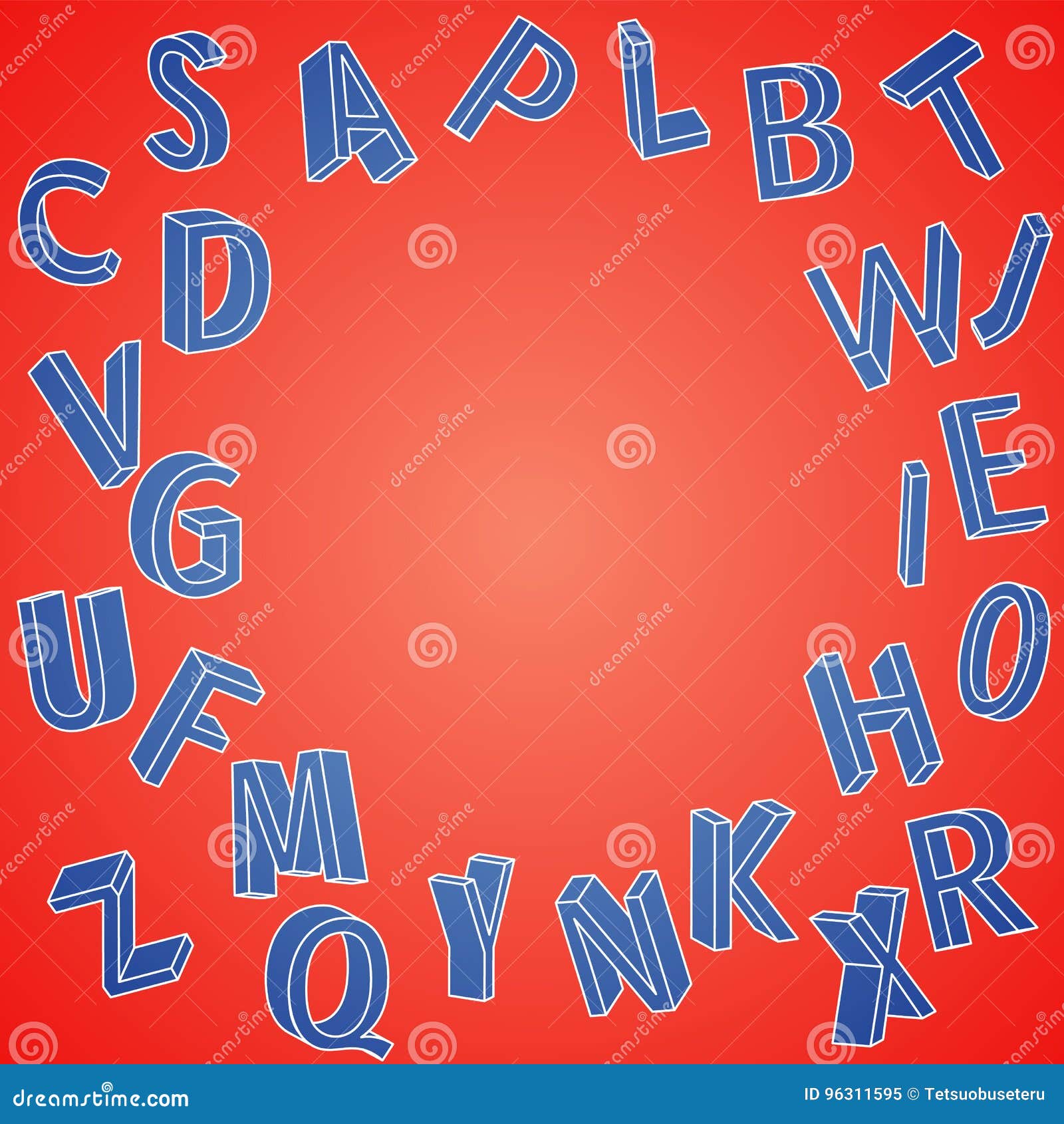 Abstract Background with 3d Letters. Round Frame Consisting of Three ...
