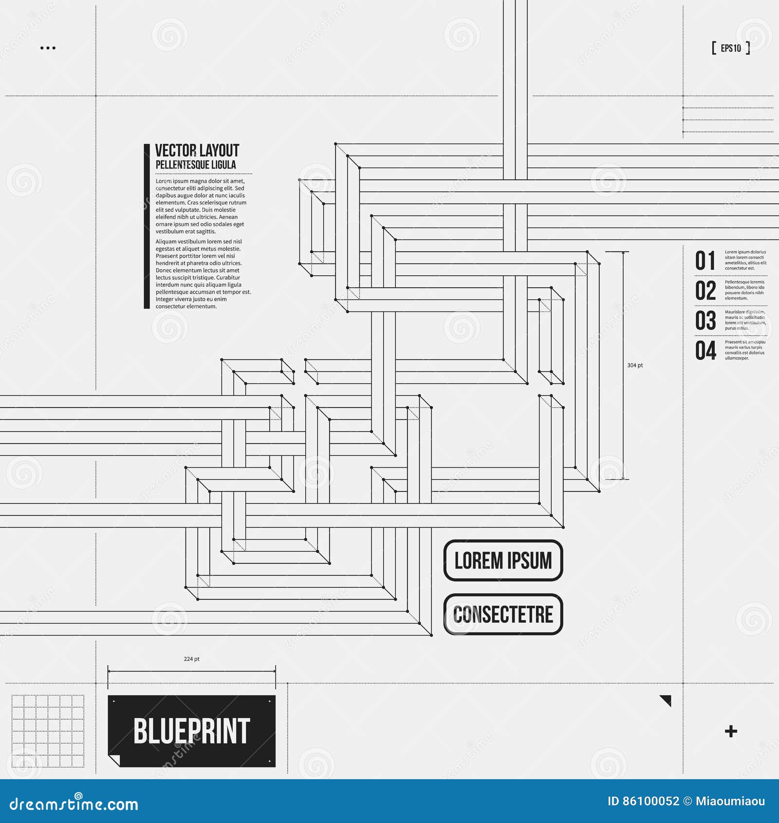 Abstract Background with 3d Lines and Stripes in Draft Style Stock ...