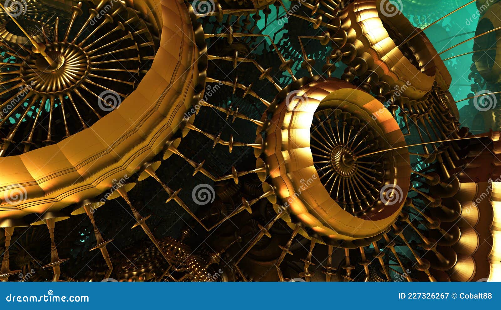 Abstract Background, 3D Metallic Gold Circular Structures Stock ...