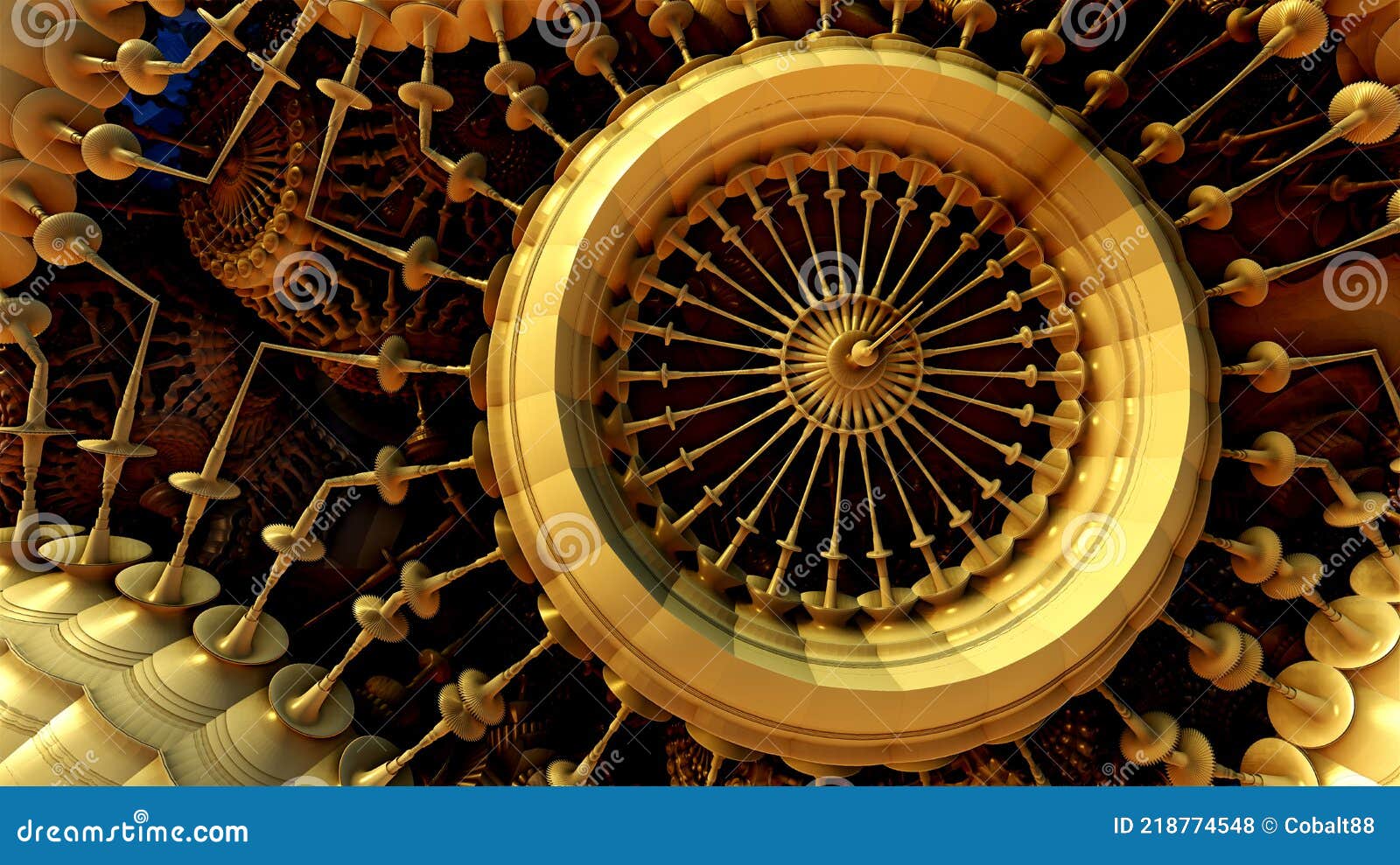 Abstract Background, 3D Metallic Gold Structures Stock Illustration ...