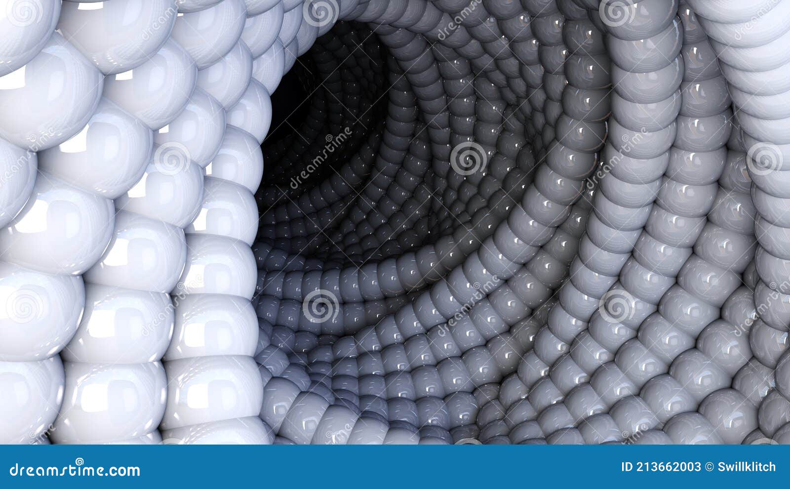 Abstract Background with 3D Vortex Hole Made of Glossy Balls or Bubbles ...