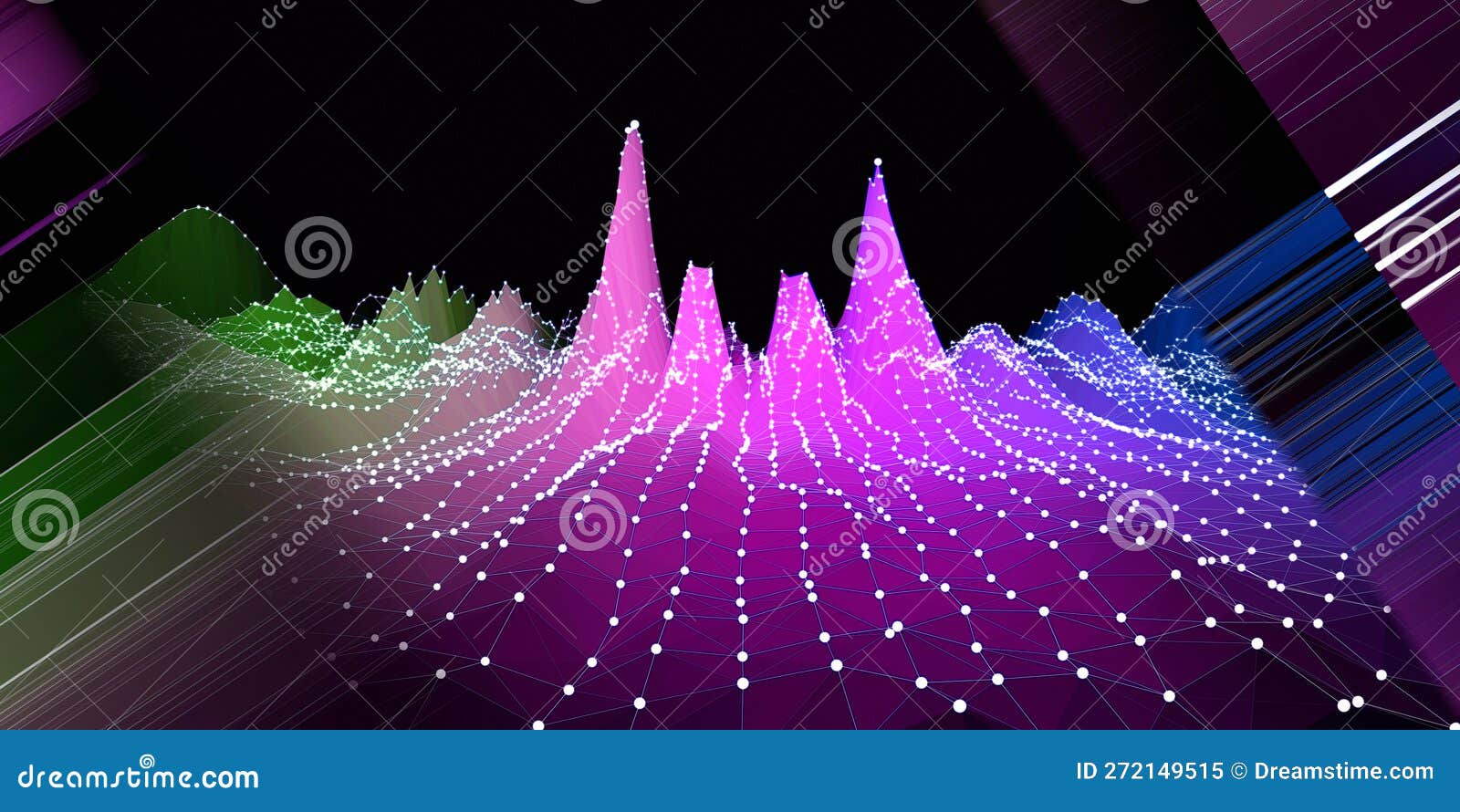 Abstract Background Data Graph from Dots and Data Boxes on Black ...