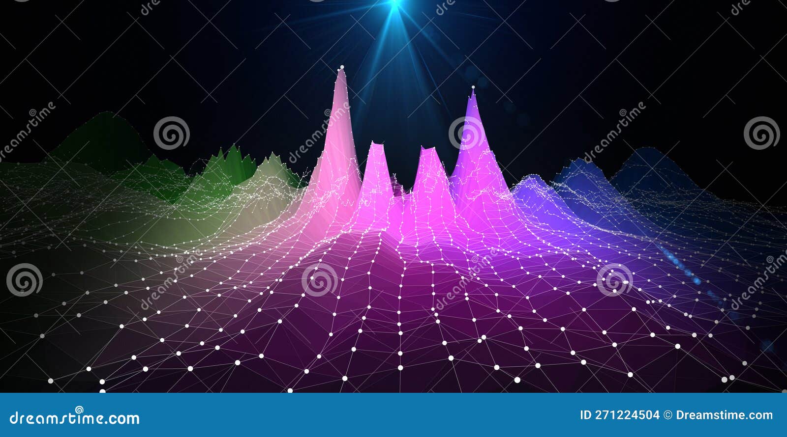Abstract Background Data Graph from Dots and Lines with Spot on Black ...