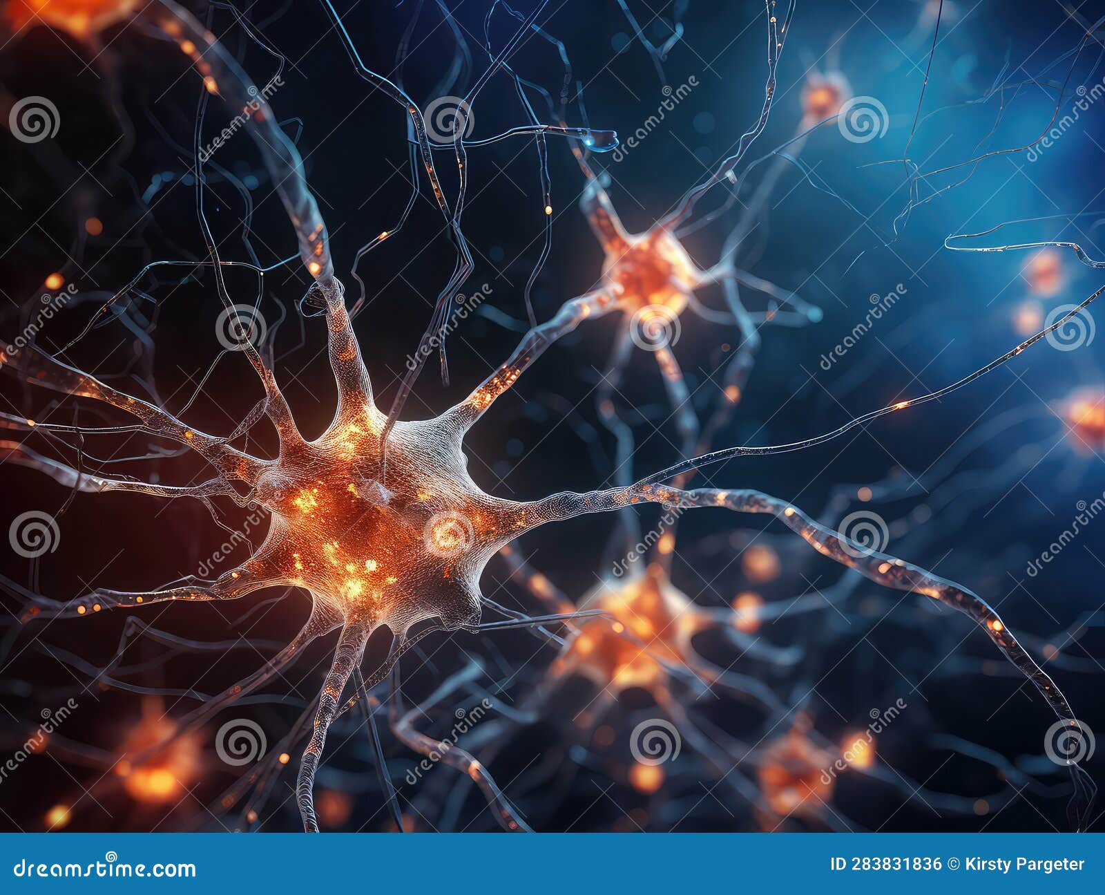 Abstract Background of Microscopic Neural Network of Brain Cells Stock ...