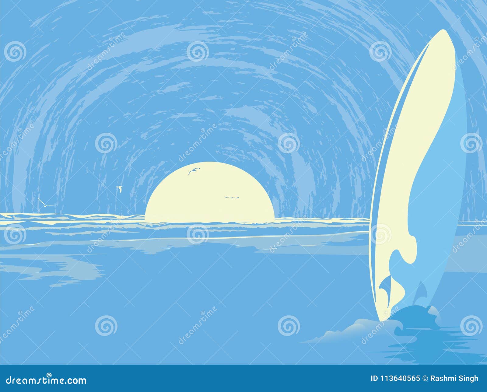 Abstract Background Design with Sun and River, Nature Wallpaper Vector ...