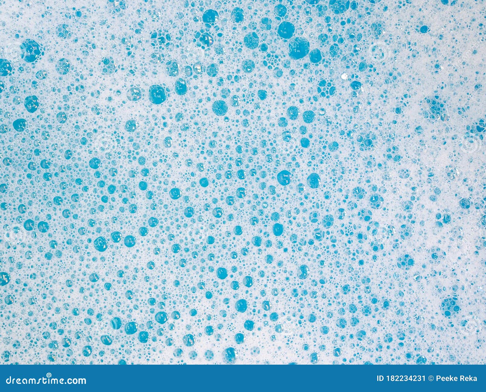 Abstract Background with Detergent Bubbles on Water Surface in Blue ...