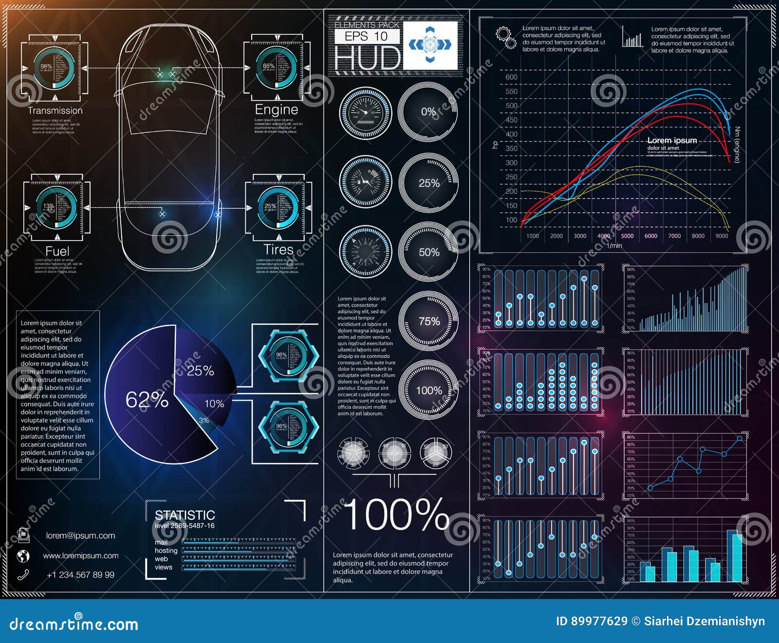 Abstract Background with Different Elements of the Hud. Hud Elements ...