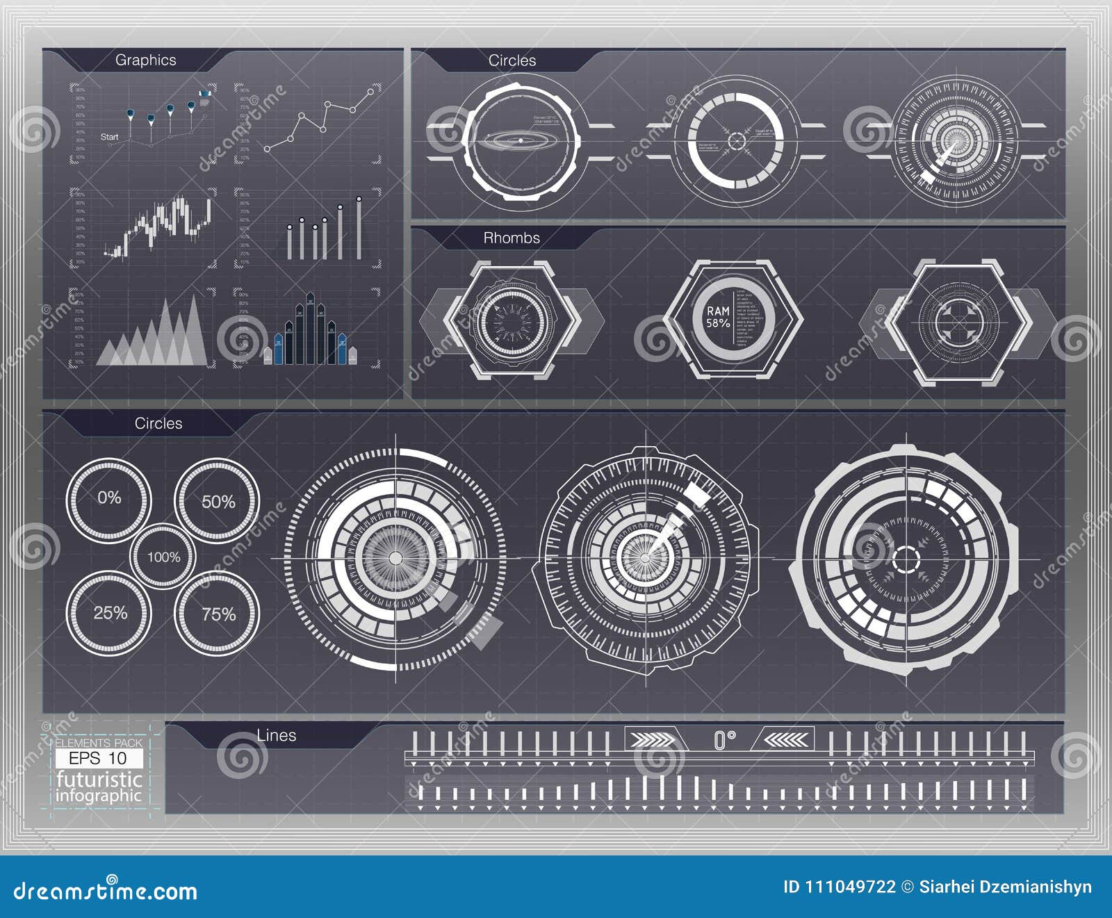 Abstract Background with Different Elements of the Hud. Hud Elements ...
