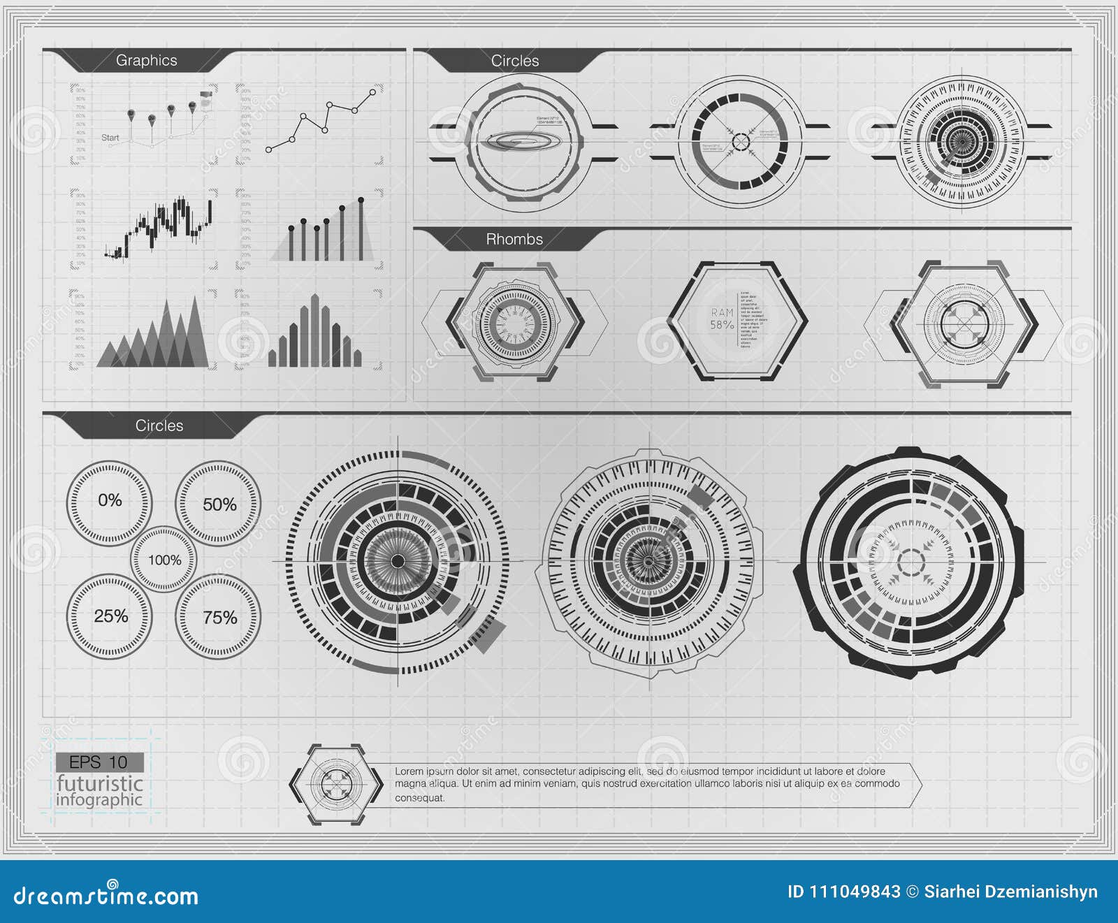 Abstract Background with Different Elements of the Hud. Hud Elements ...