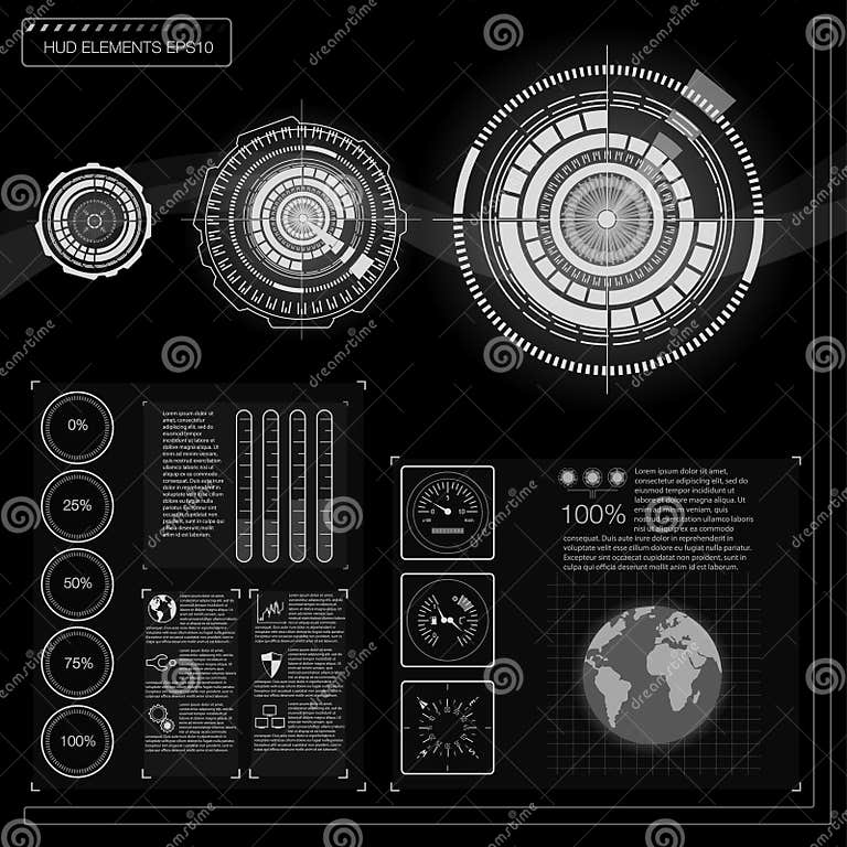 Abstract Background with Different Elements of the Hud. Hud Elements ...