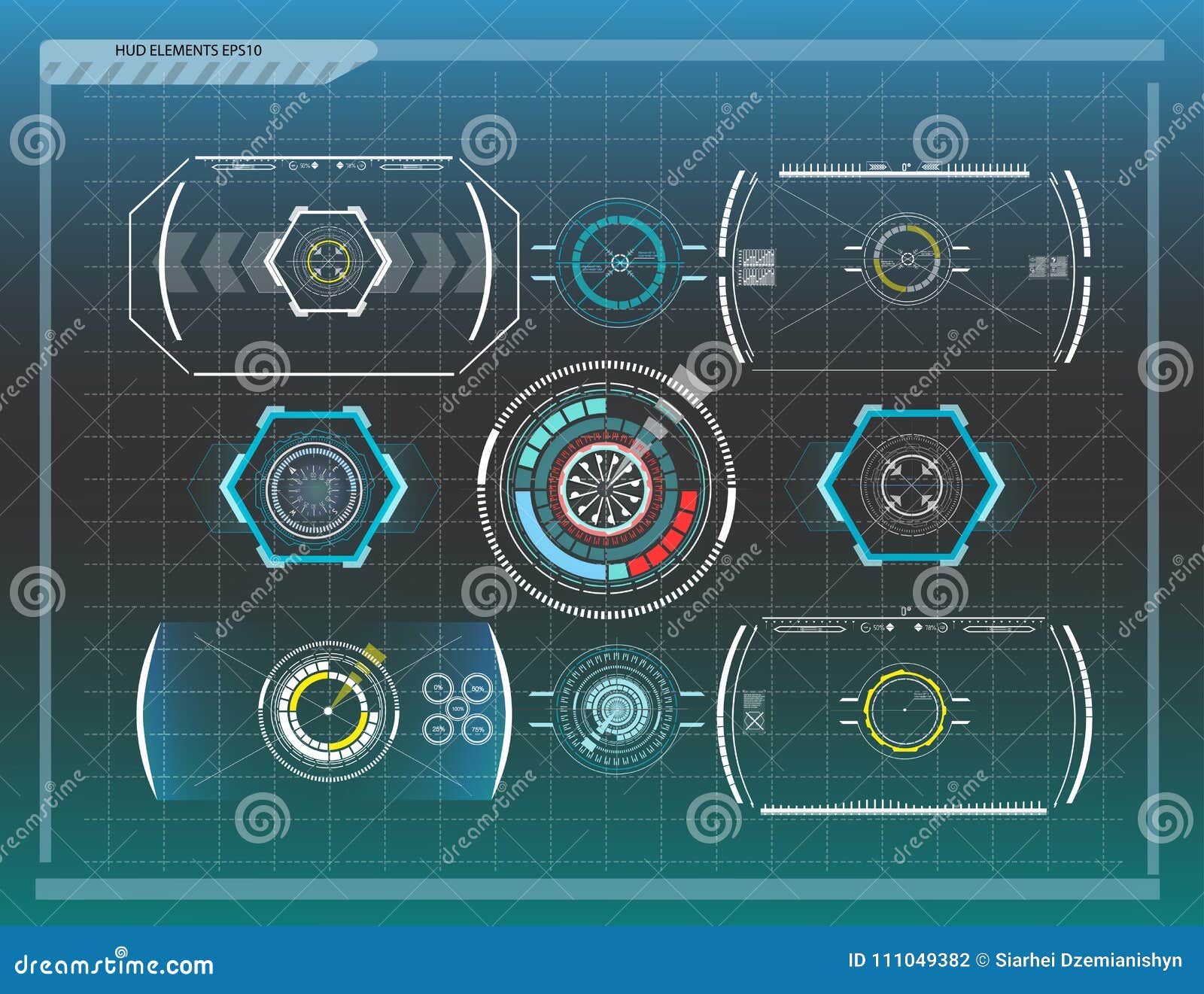 Abstract Background with Different Elements of the Hud. Hud Elements ...