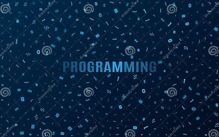 Abstract Background from Different Programming Symbols. Hi-tech and ...