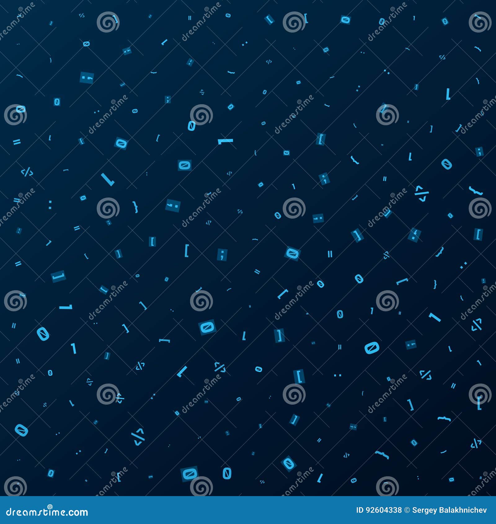 Abstract Background from Different Programming Symbols. Hi-tech and ...