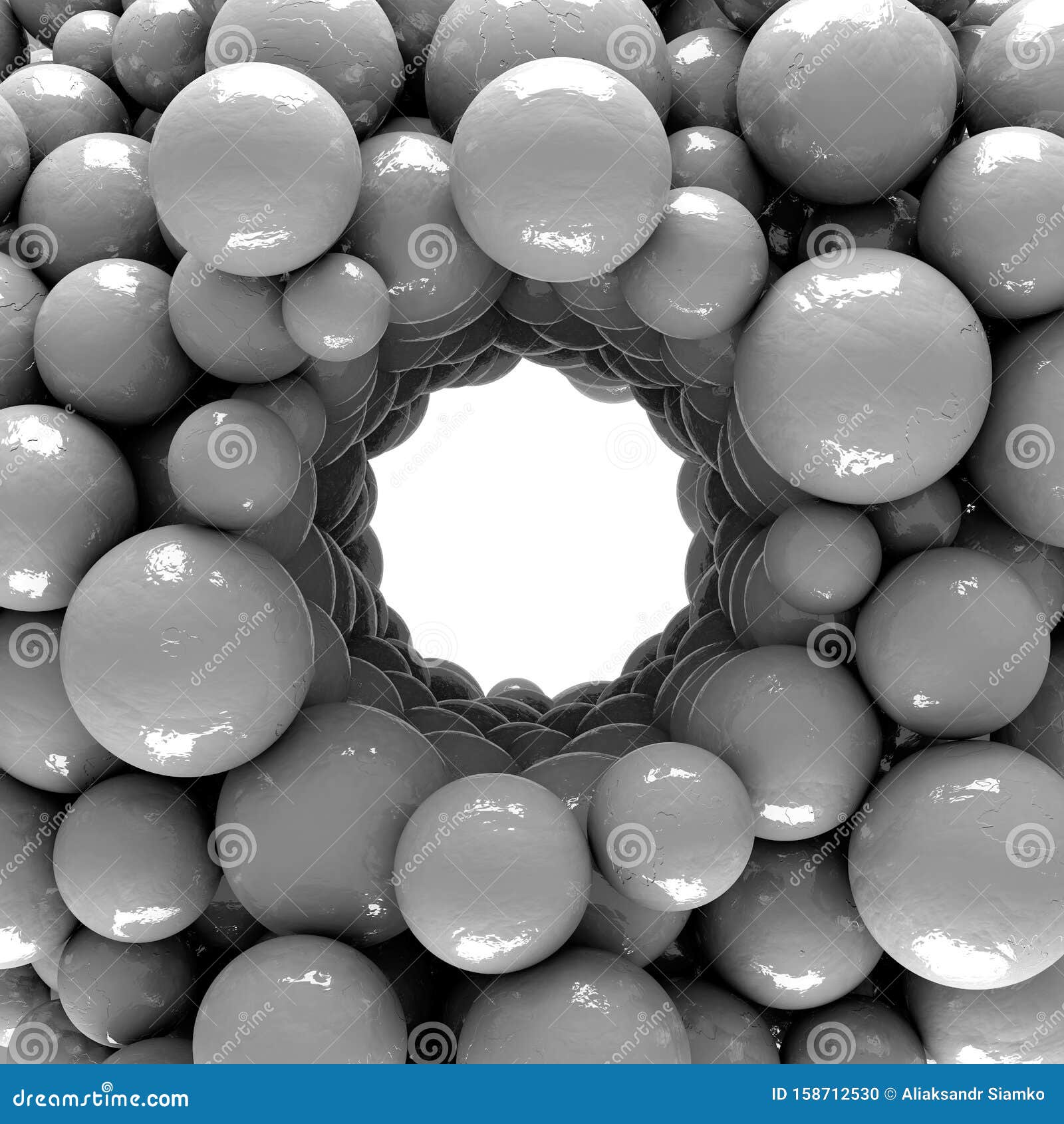 Abstract Background with Different Sized White Spheres. 3d Render ...