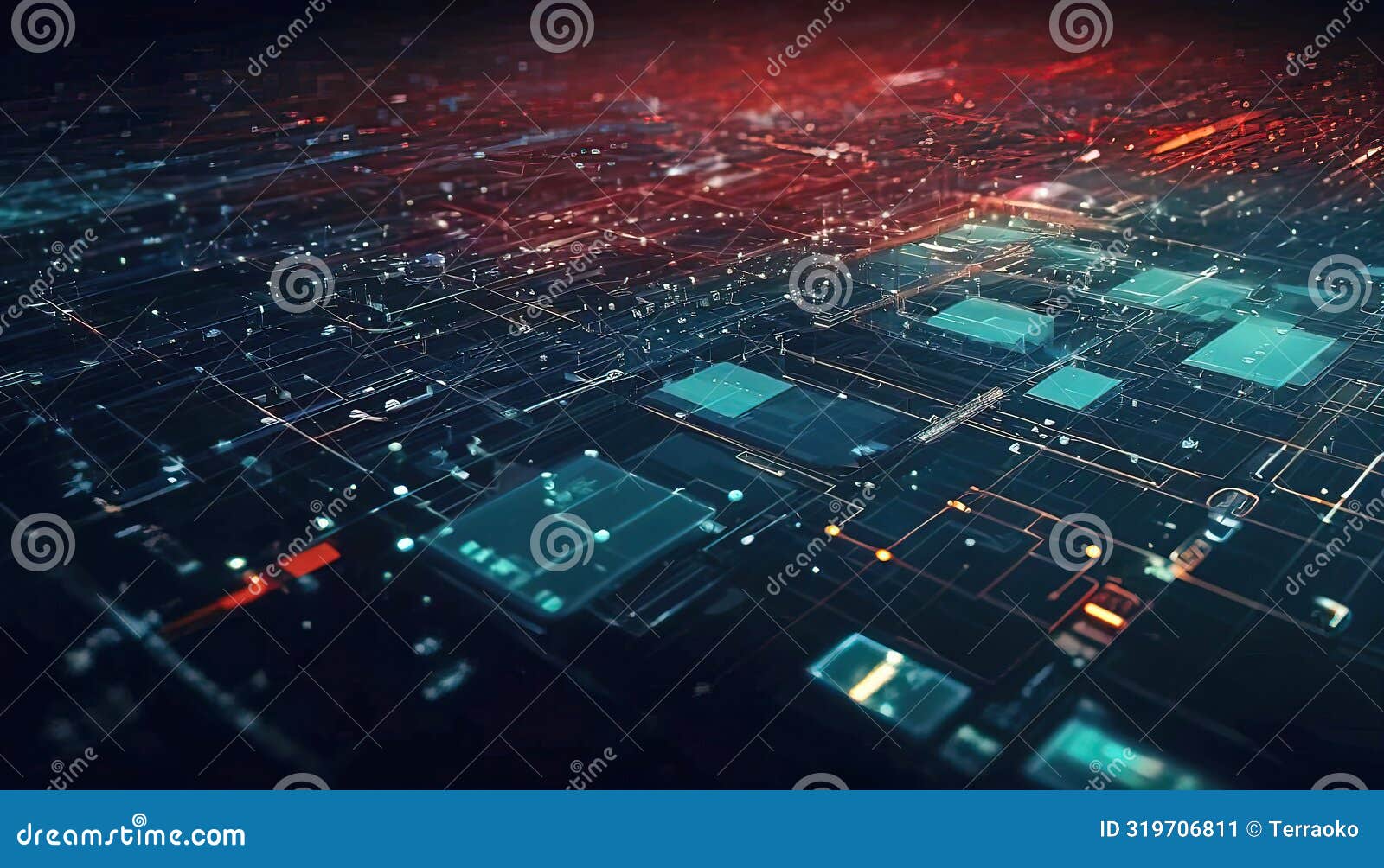 Abstract Background of Digital Code Flow, Neural Networks, Artificial ...