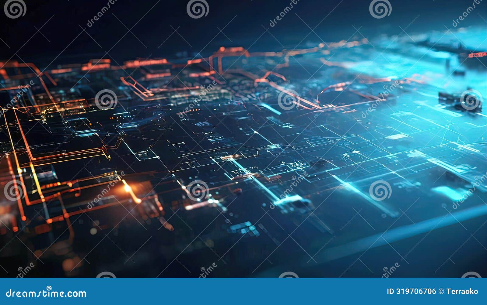 Abstract Background of Digital Code Flow, Neural Networks, Artificial Intelligence, Stock ...