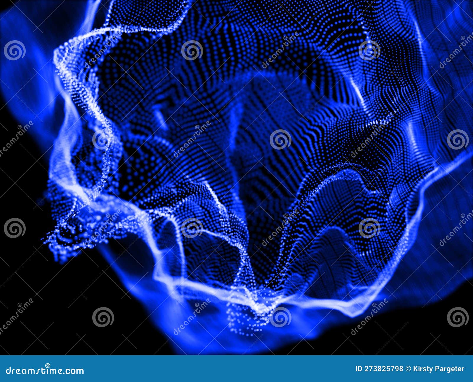 Abstract Background with Digital Flowing Particles Stock Illustration ...