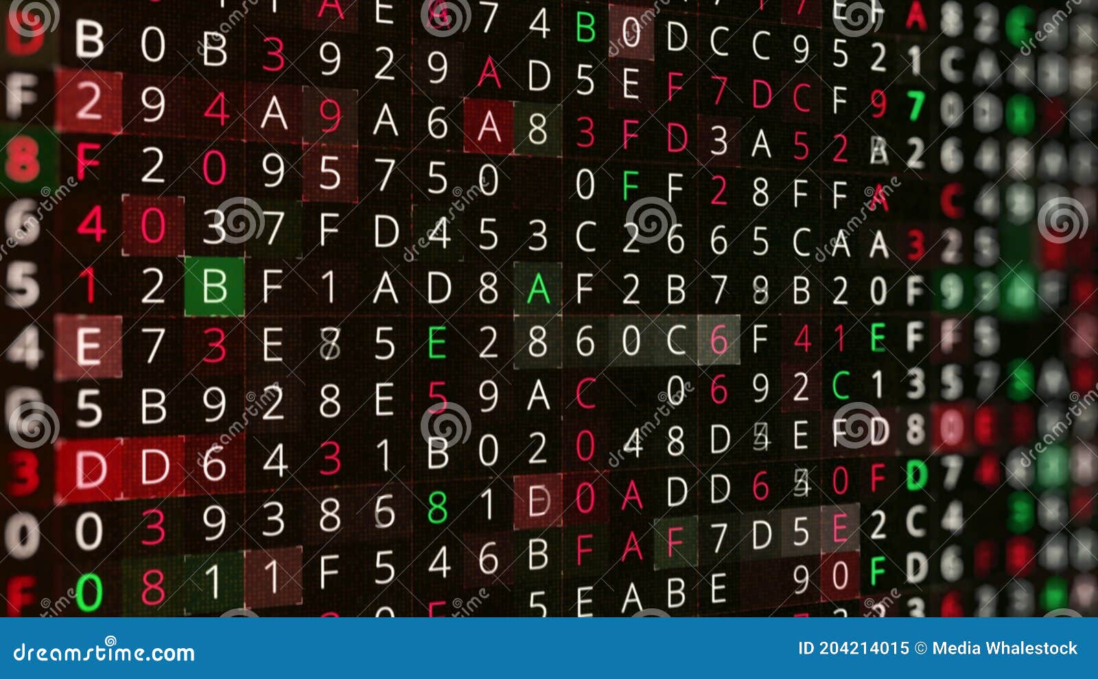 Abstract Background With Digital Numbers And Letters Randomly Blinking Animation Concept Of