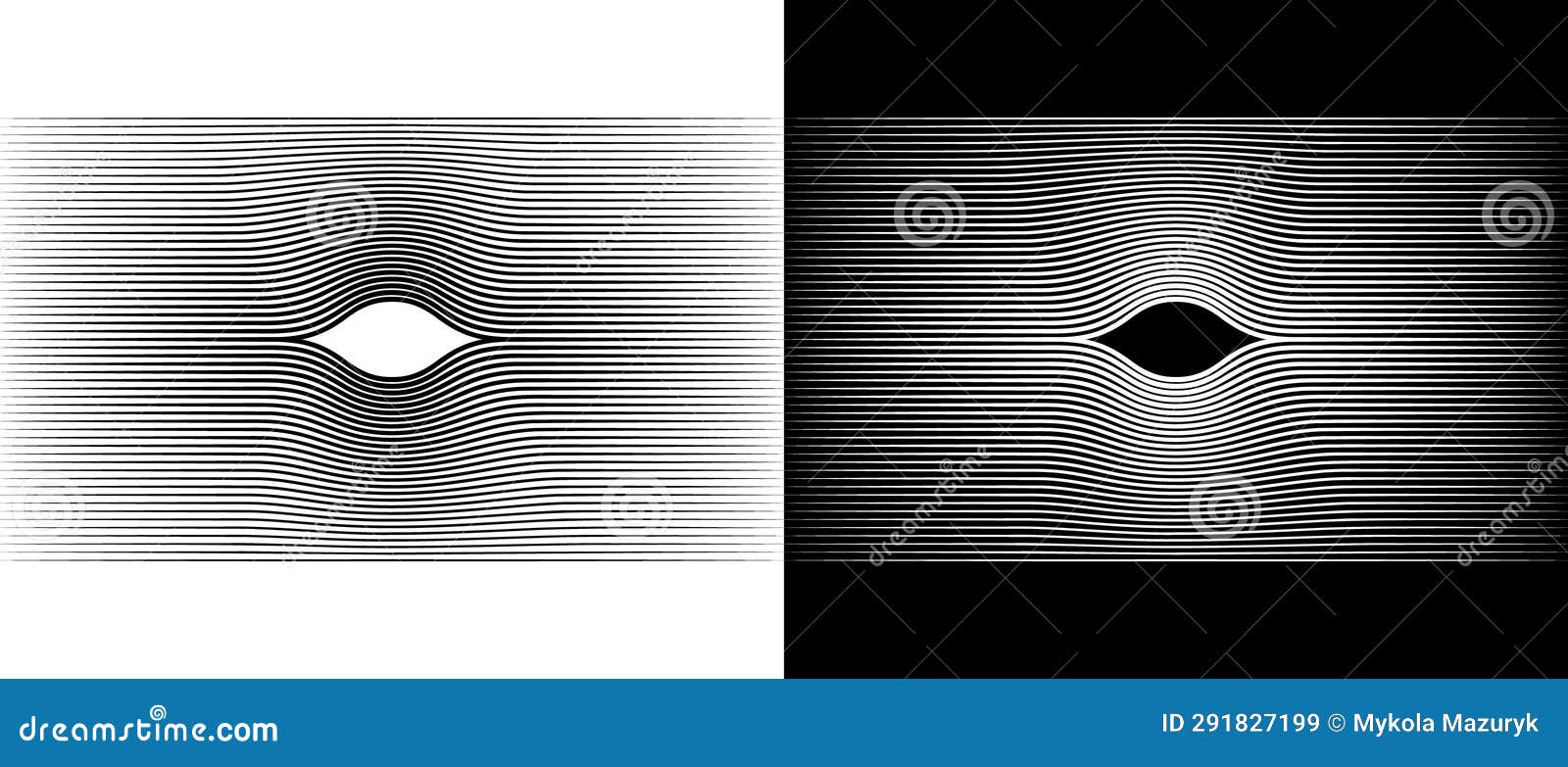 Abstract Background with Distorted Lines. Art Lines Design with Hole in ...