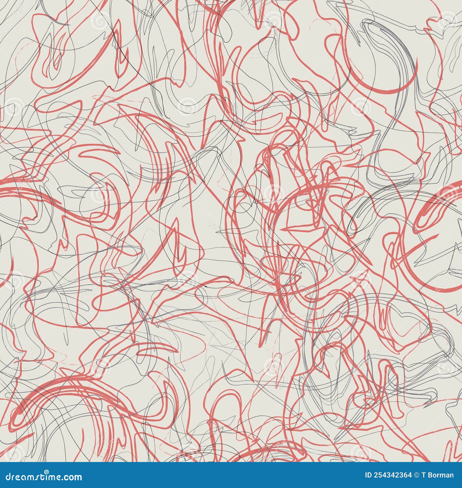Abstract Background Doodle Tangled Lines Vector Seamless Pattern Stock ...