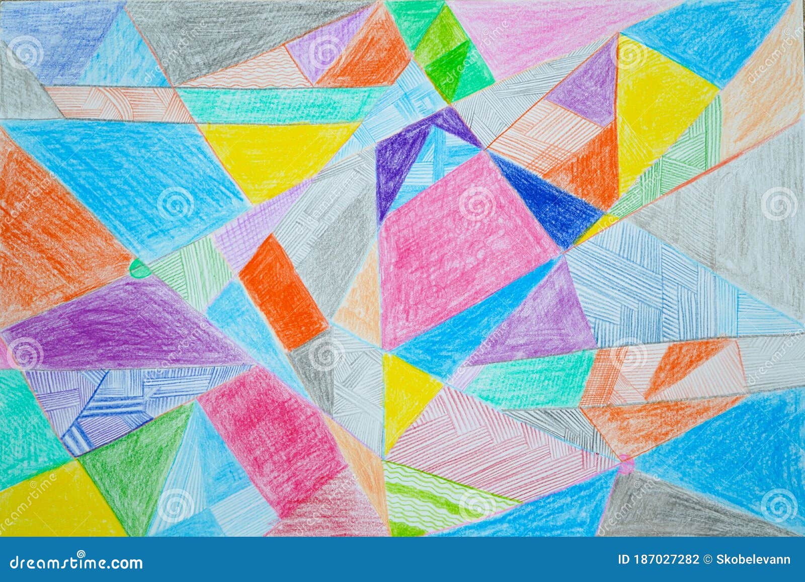 Abstract Background that is Drawn with Colored Pencils. Childish ...