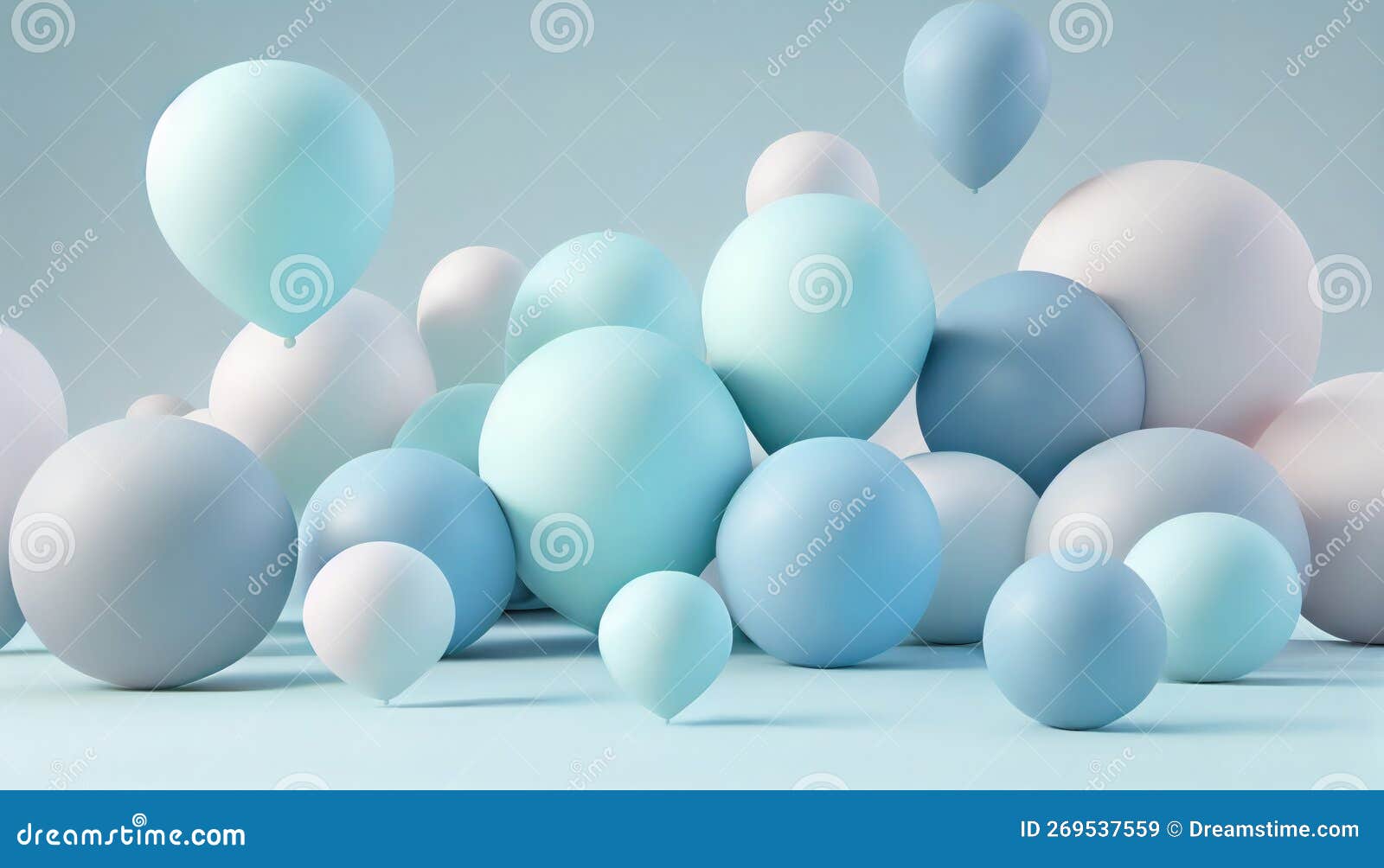 Abstract Background with Dynamic Light Blue 3d Ballons Stock ...