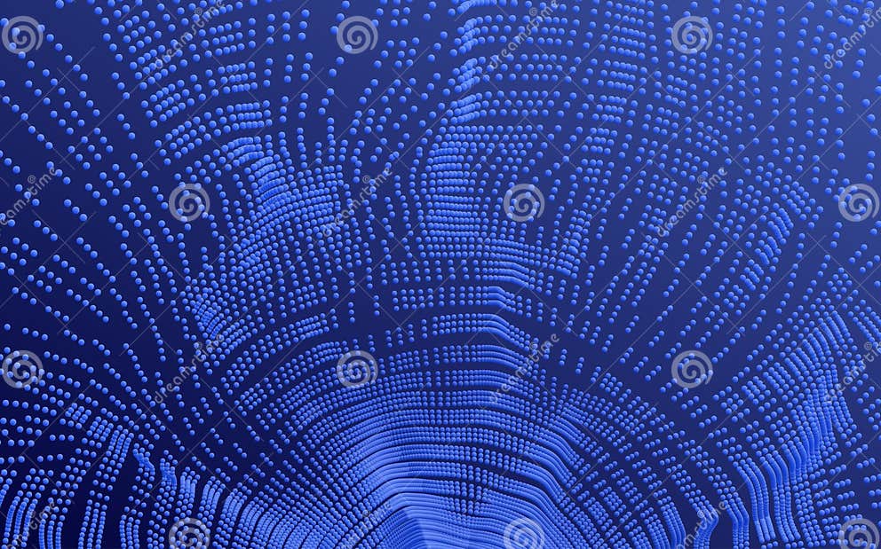 Abstract Background with Dynamic Particles. Circular Grid Pattern Stock ...