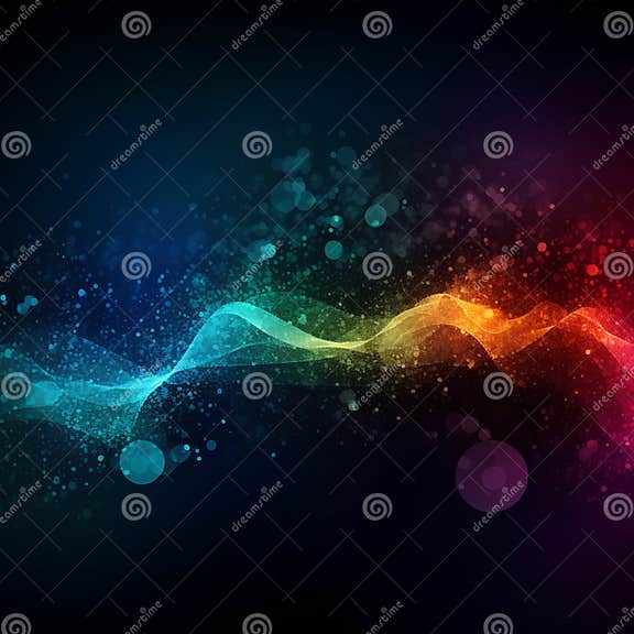Abstract Background with Dynamic Waves and Particles. Vector ...