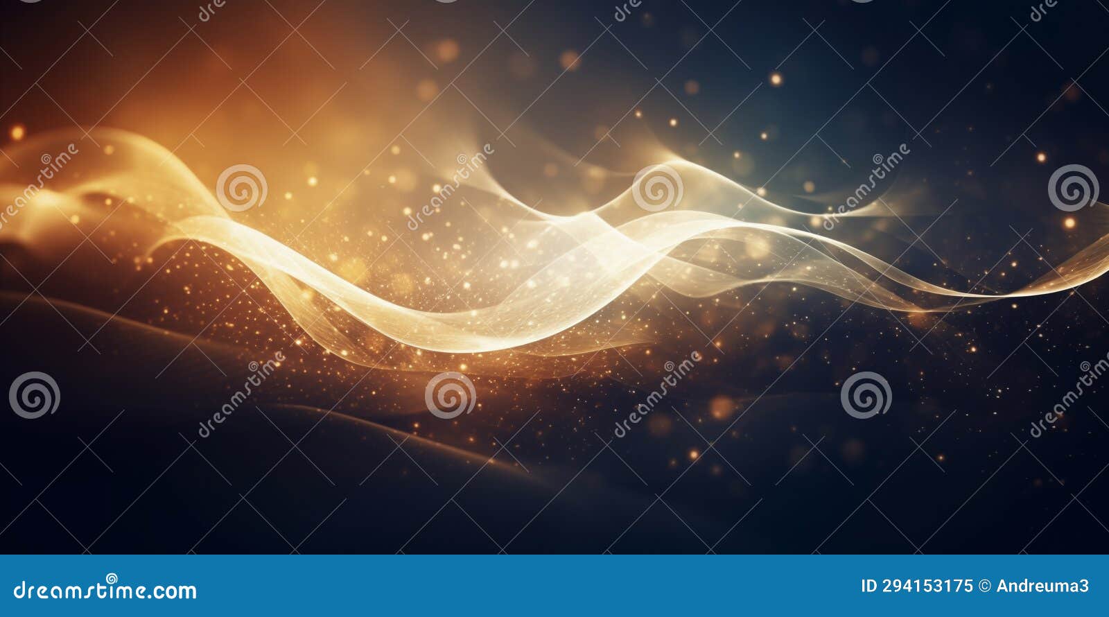 Abstract Background with Dynamic Waves and Particules, Bokeh Lights ...