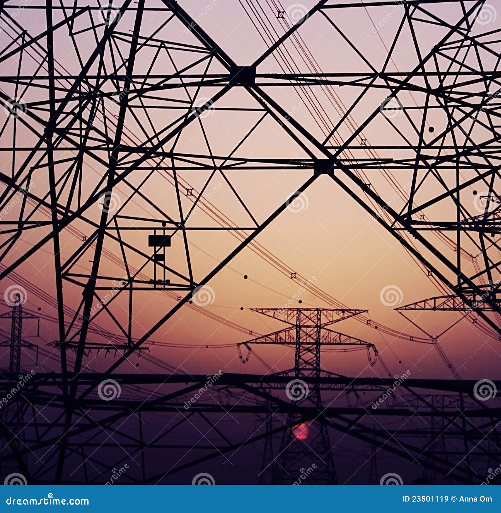 Abstract Background of Electricity Pylons Stock Image - Image of ...