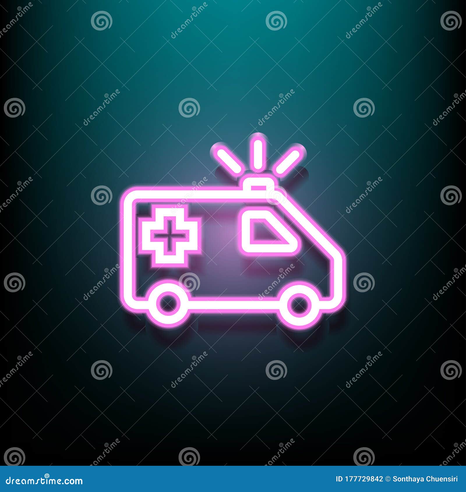 Abstract Background For Emergency Ambulance In Neon Light,vector ...