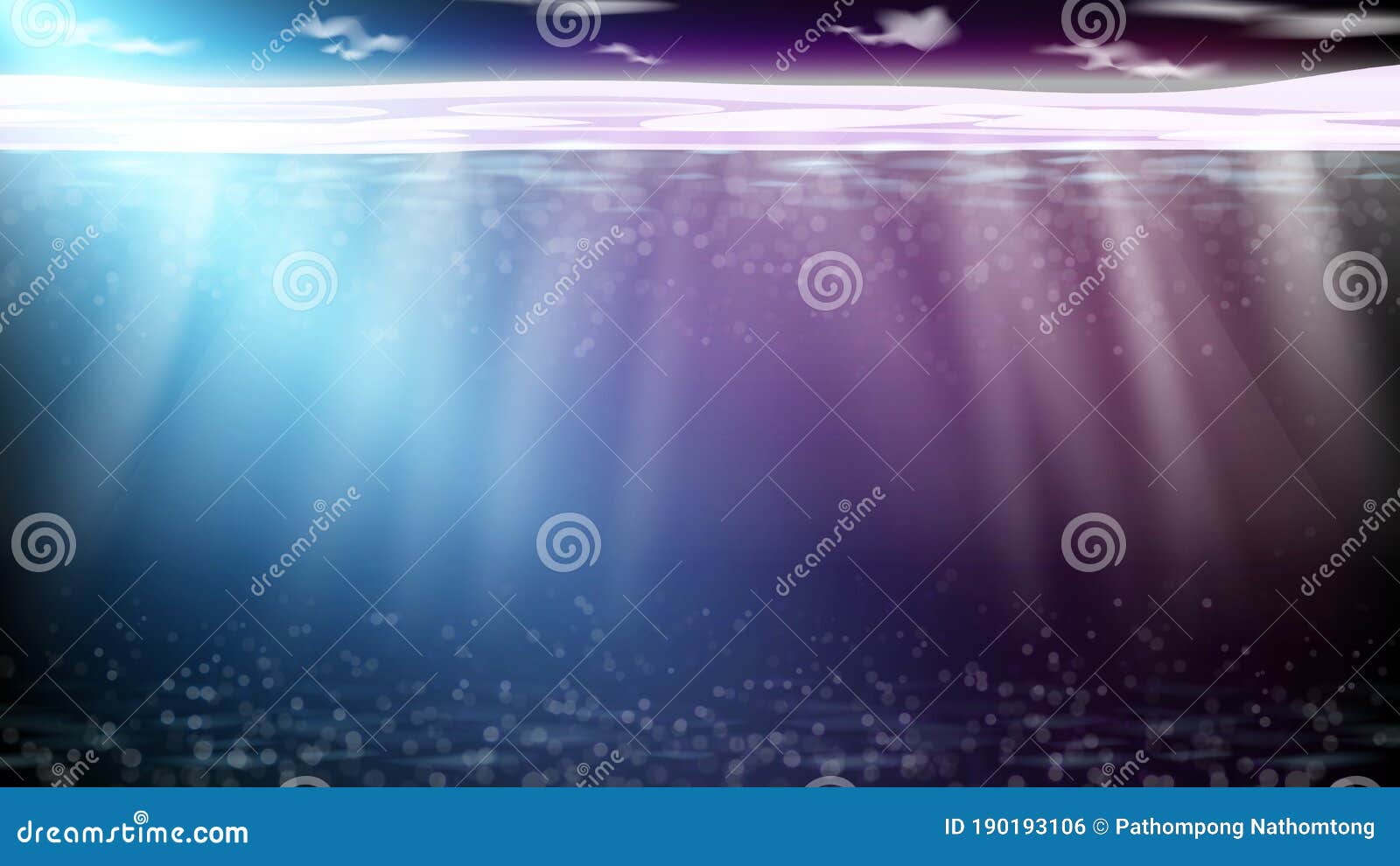 Sea Underwater Light Beautiful Veil Of Sunlight. Ocean Waves Underwater ...