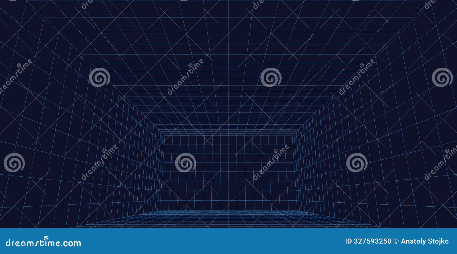 Abstract Background Empty Wireframe Box. Futuristic Grid Space ...