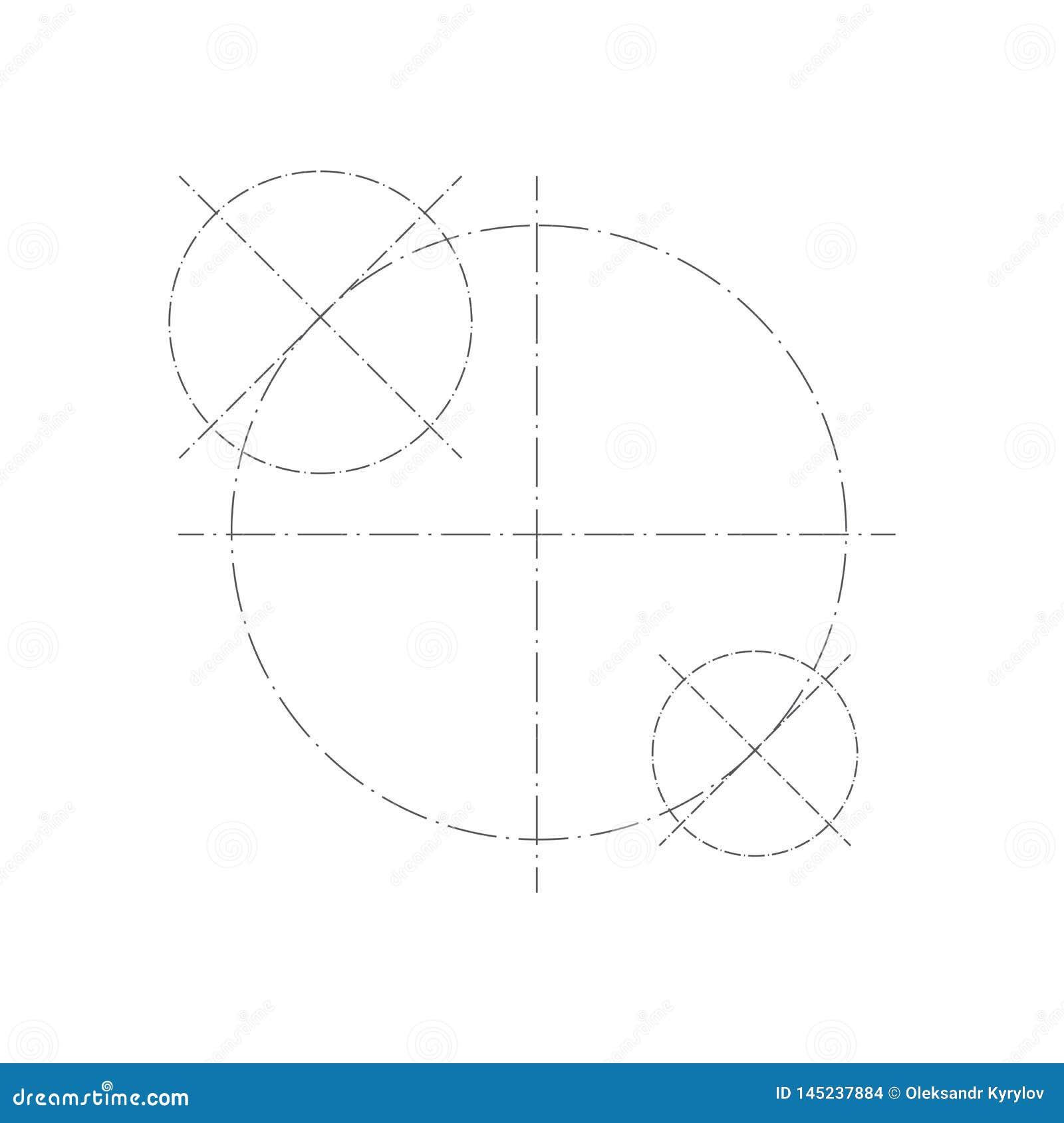 Abstract Background of Engineering Drawing Circles. Technological ...