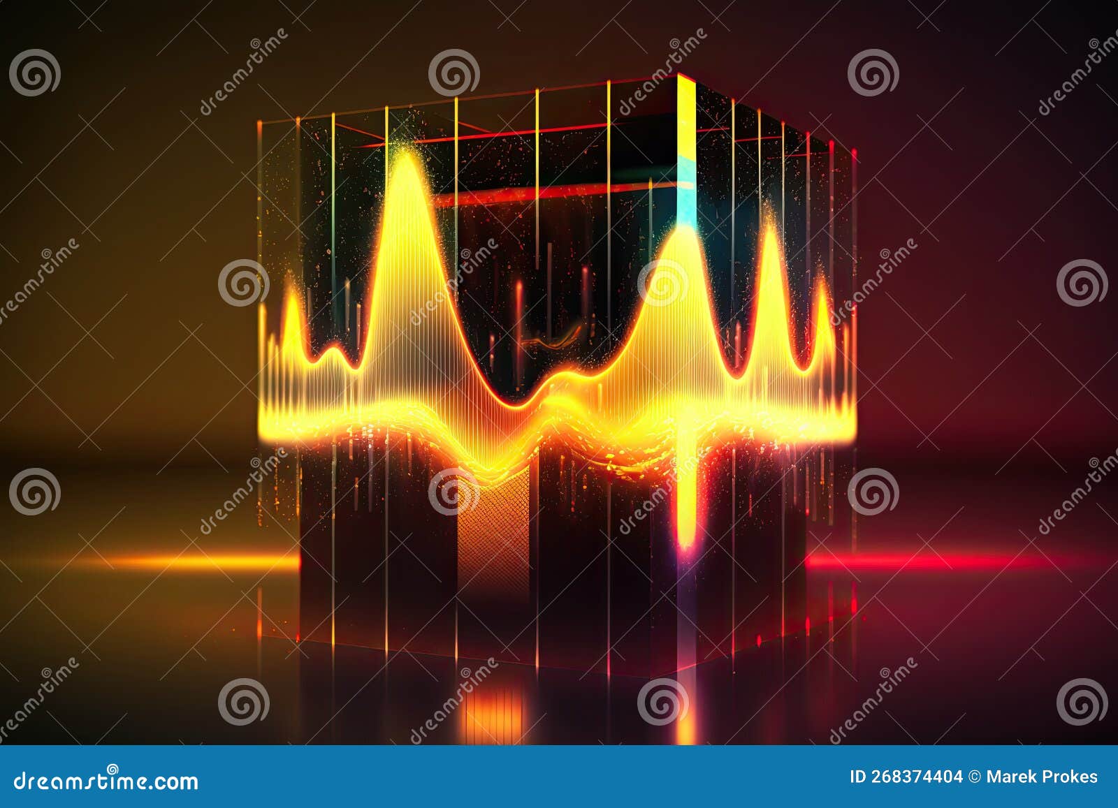 Abstract Background with Equalizer Effect in Cube. Sound Wave. Neon ...