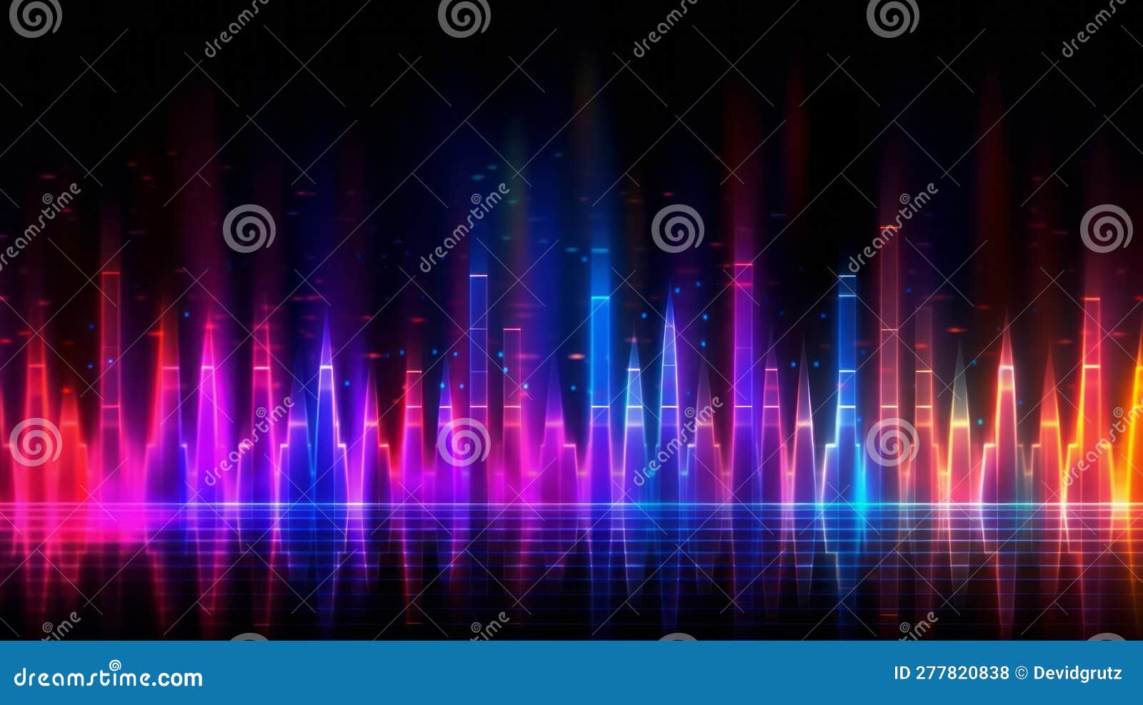 Abstract Background with Equalizer Effect. Neon Lights Stock Photo ...