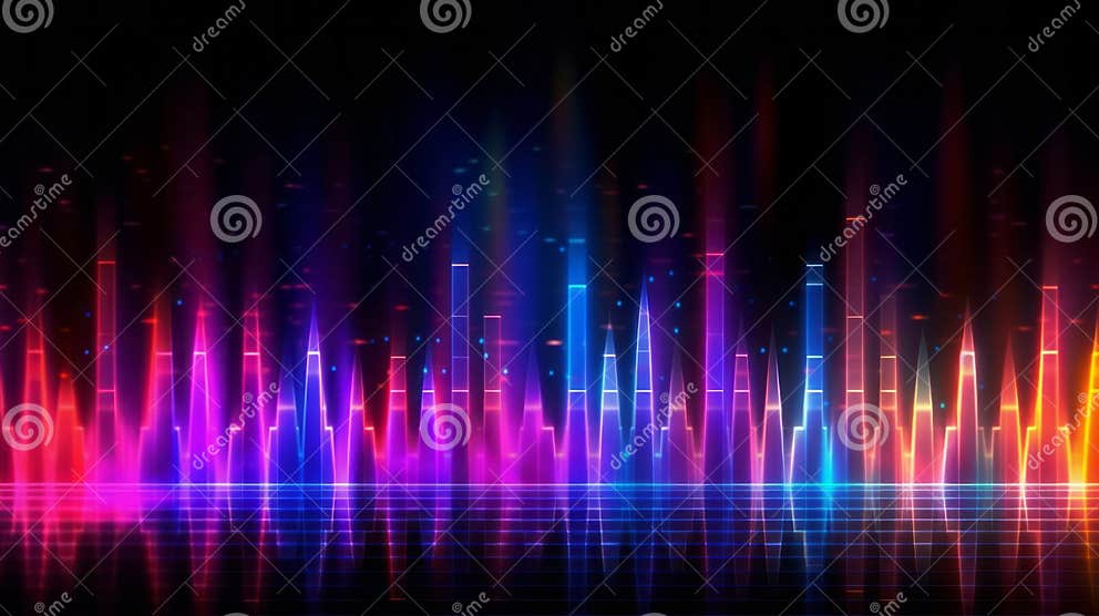 Abstract Background with Equalizer Effect. Neon Lights Stock Photo ...