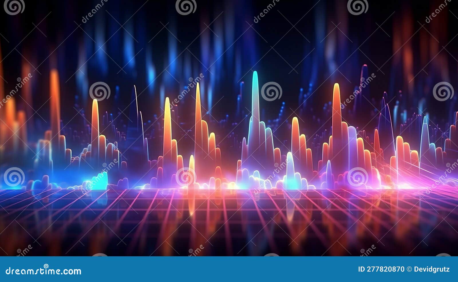 Abstract Background with Equalizer Effect. Neon Lights Stock Photo ...