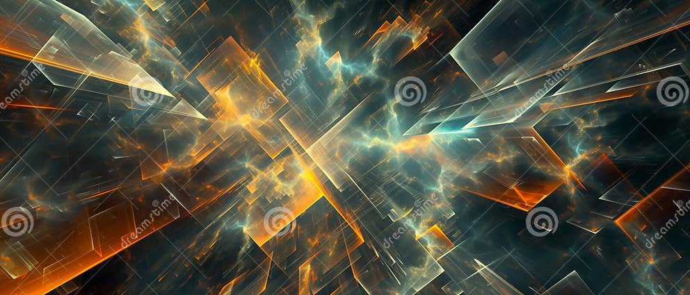 Abstract Background with Exploding Pattern of Orange Squares, Dynamic ...