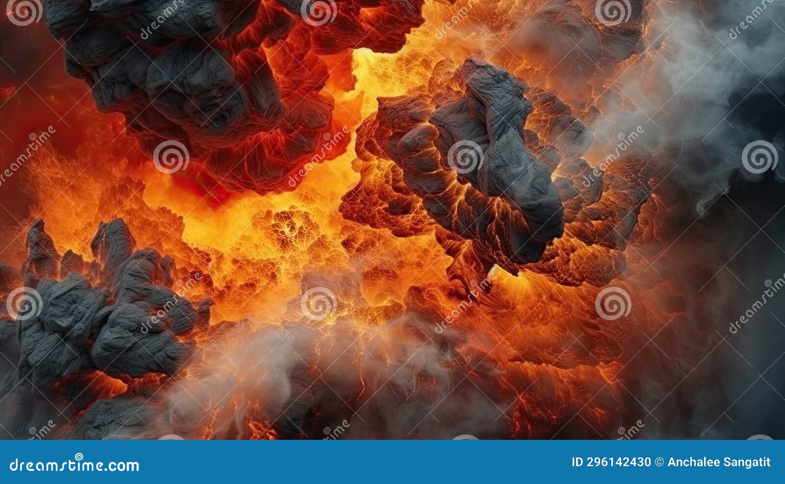 Abstract Background Explosion 3d Lava, Many Fire and Smoke V1 Stock ...