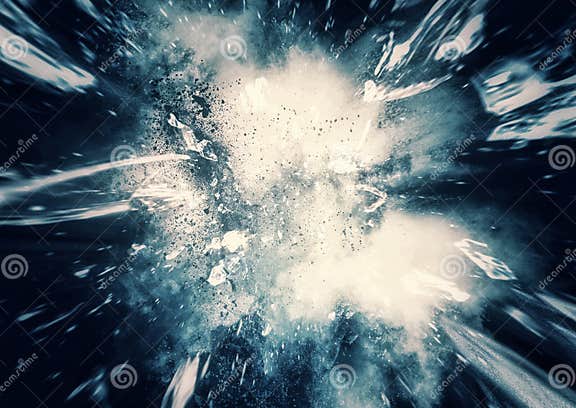 Abstract Background with Explosion and Flying Debris Stock Illustration ...