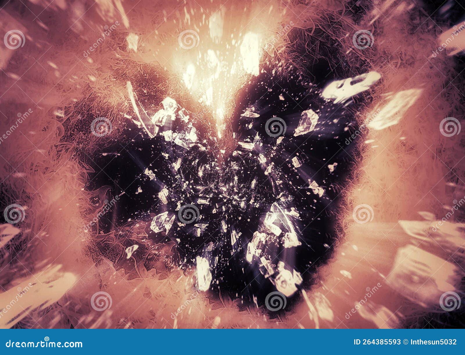 Abstract Background with Explosion and Flying Debris Stock Illustration ...
