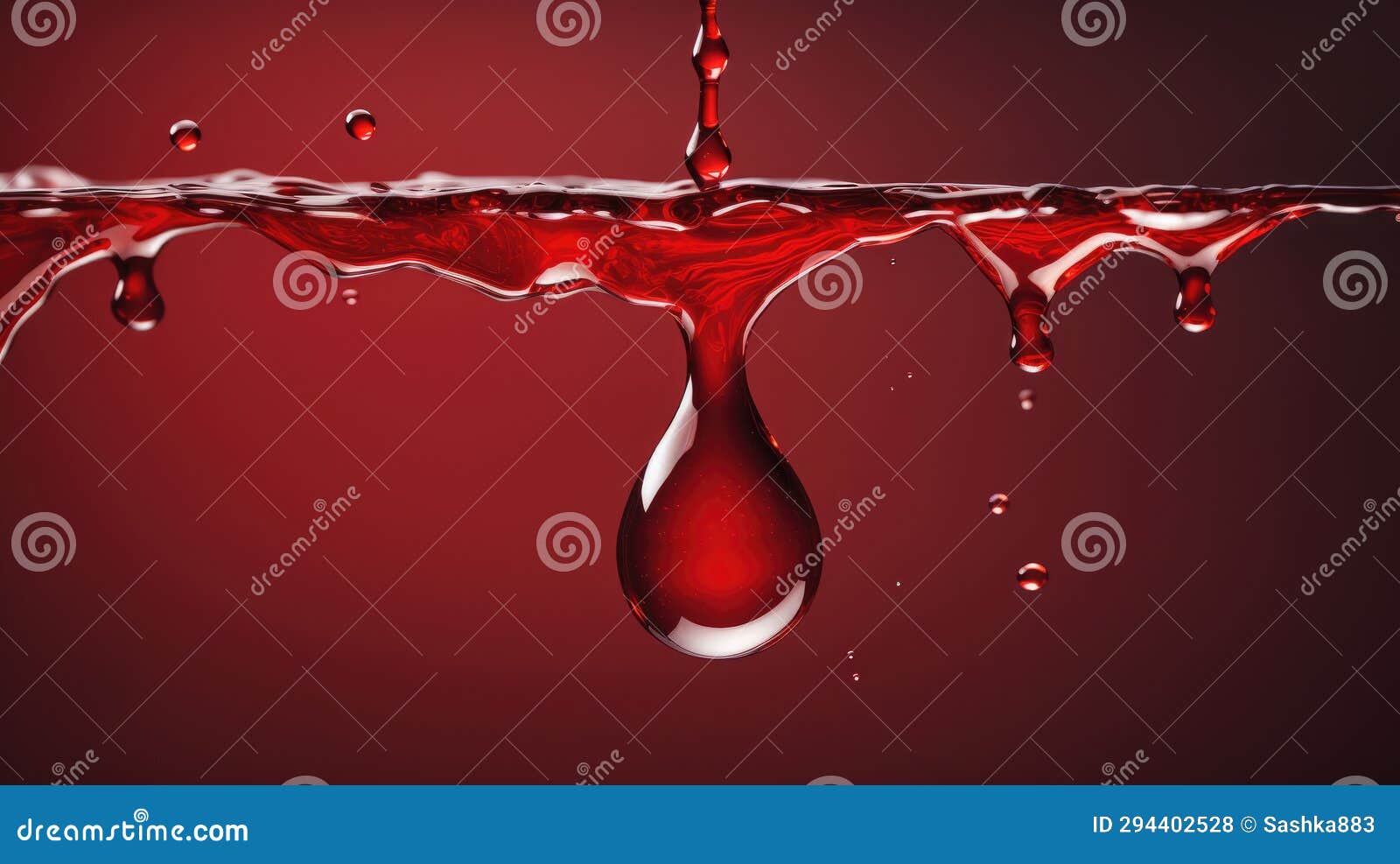 Abstract Background of Macro View of Water Drop in Red Color ...