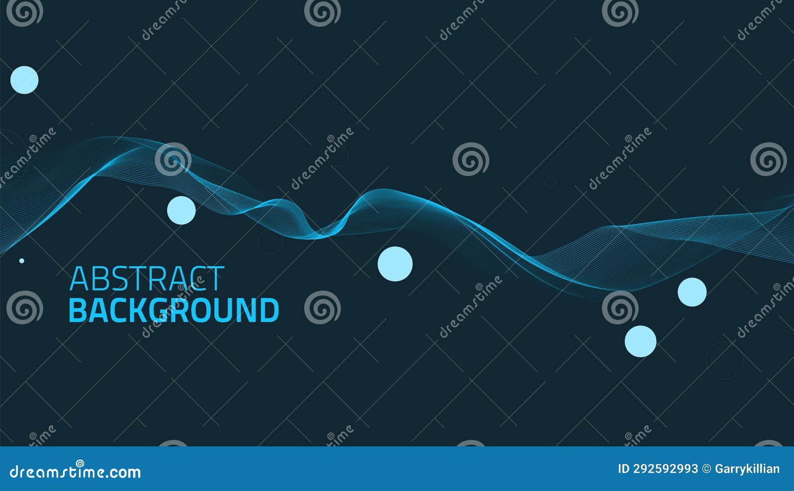 Abstract Background with Faded Line Waves and Spheres. Warped Waveform ...