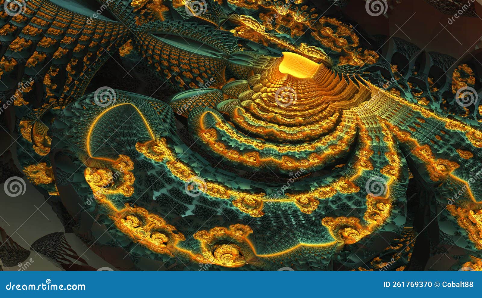 Abstract Background, Fantastic 3D Gold Structures Stock Illustration ...