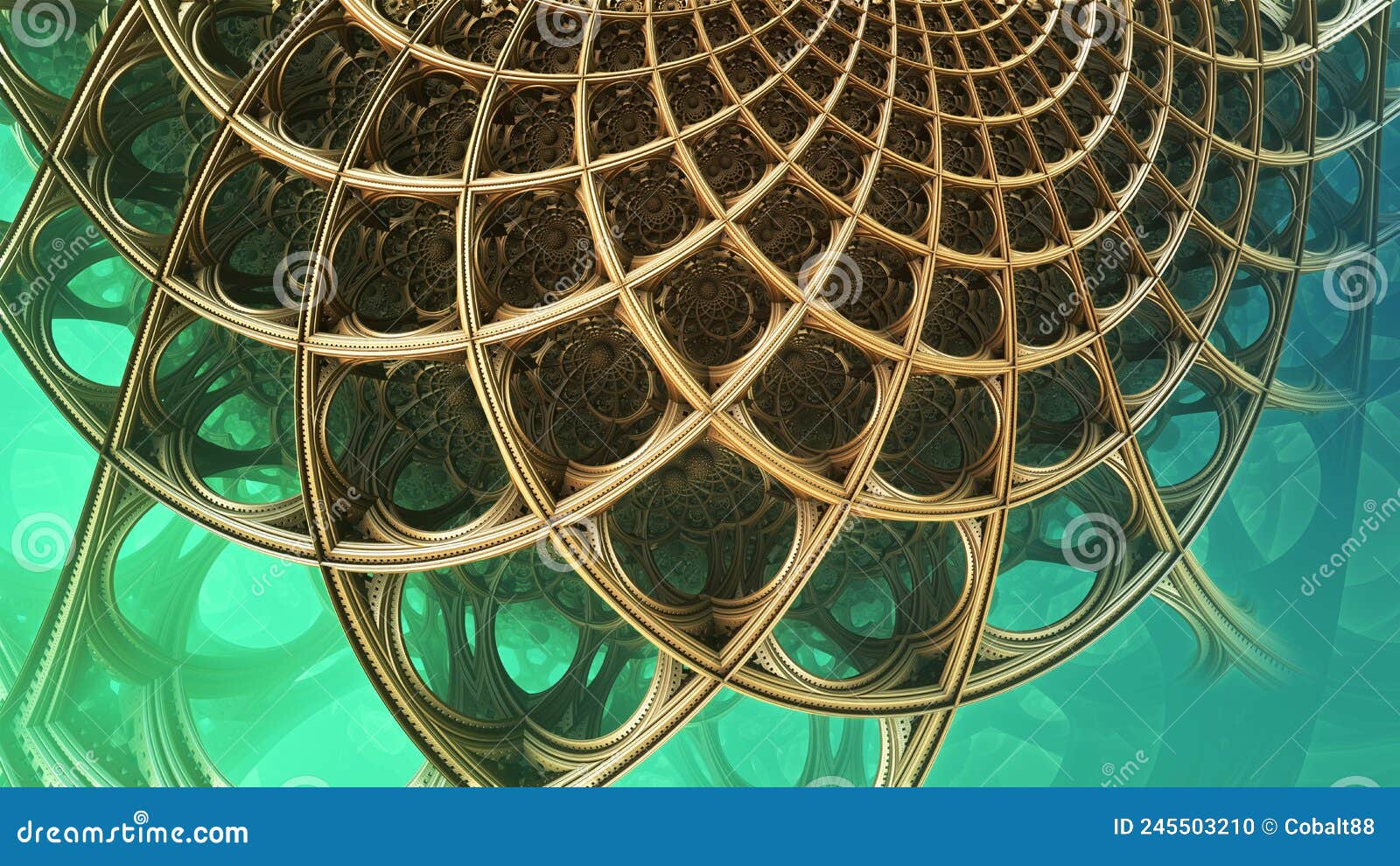 Abstract Background, Fantastic 3D Gold Structures Stock Illustration ...