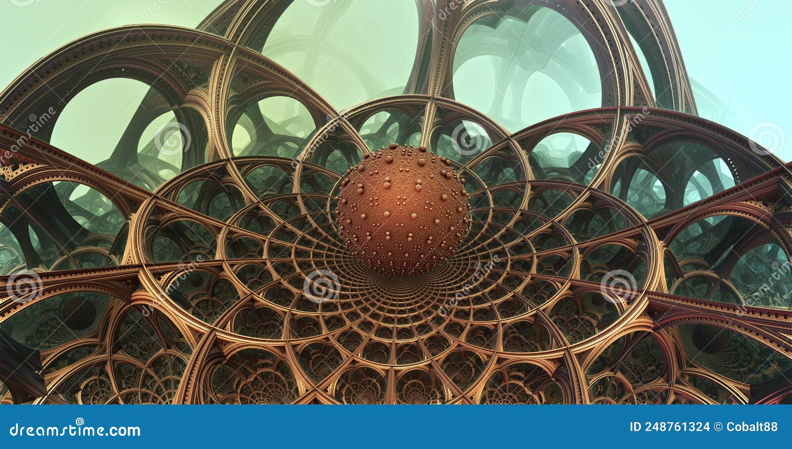 Abstract Background, Fantastic 3D Gold Structures Stock Illustration ...