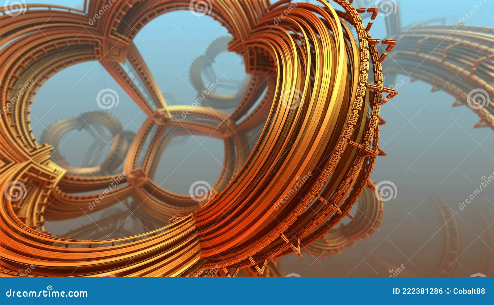 Abstract Background, Fantastic 3D Gold Structures Stock Illustration ...