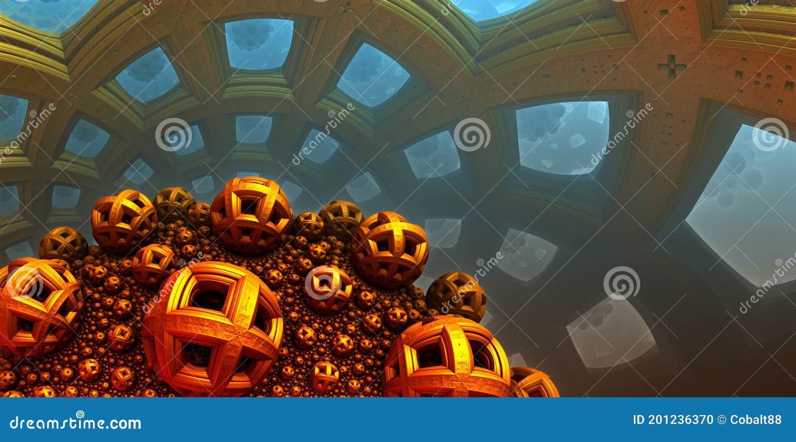 Abstract Background, Fantastic 3D Gold Structures Stock Illustration ...